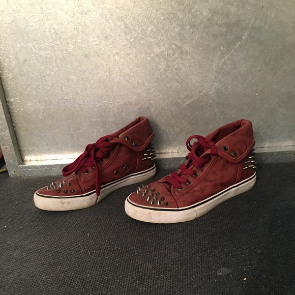 MisBehave | Shoes | Spiky Maroon Converse Style Sneakers | Poshmark
